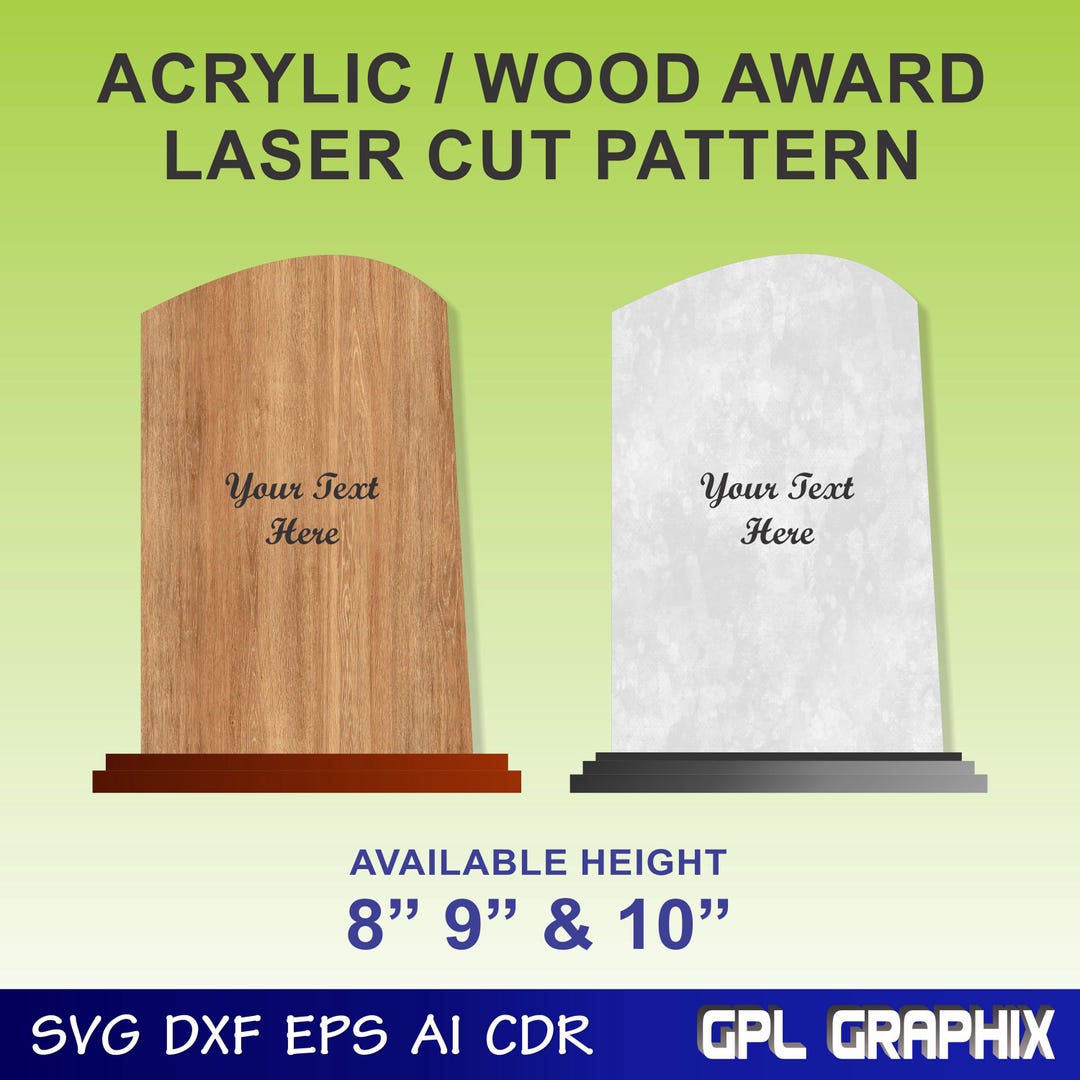 Acrylic/wood Plaque Award | Laser Cut File | Trophy | Svg, Dxf, Eps, Ai ...