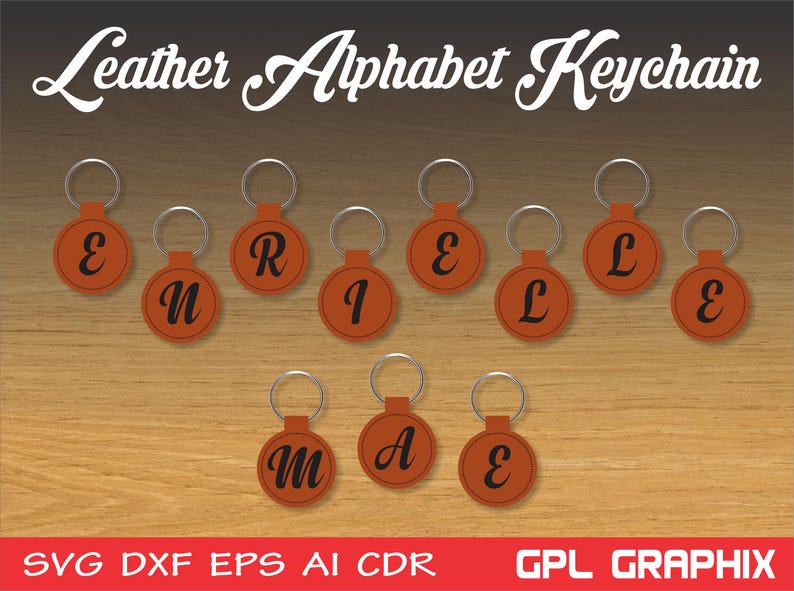 Leather Alphabet Keychain | Laser Cut Pattern | Svg, Dxf, Eps, Ai & Cdr ...