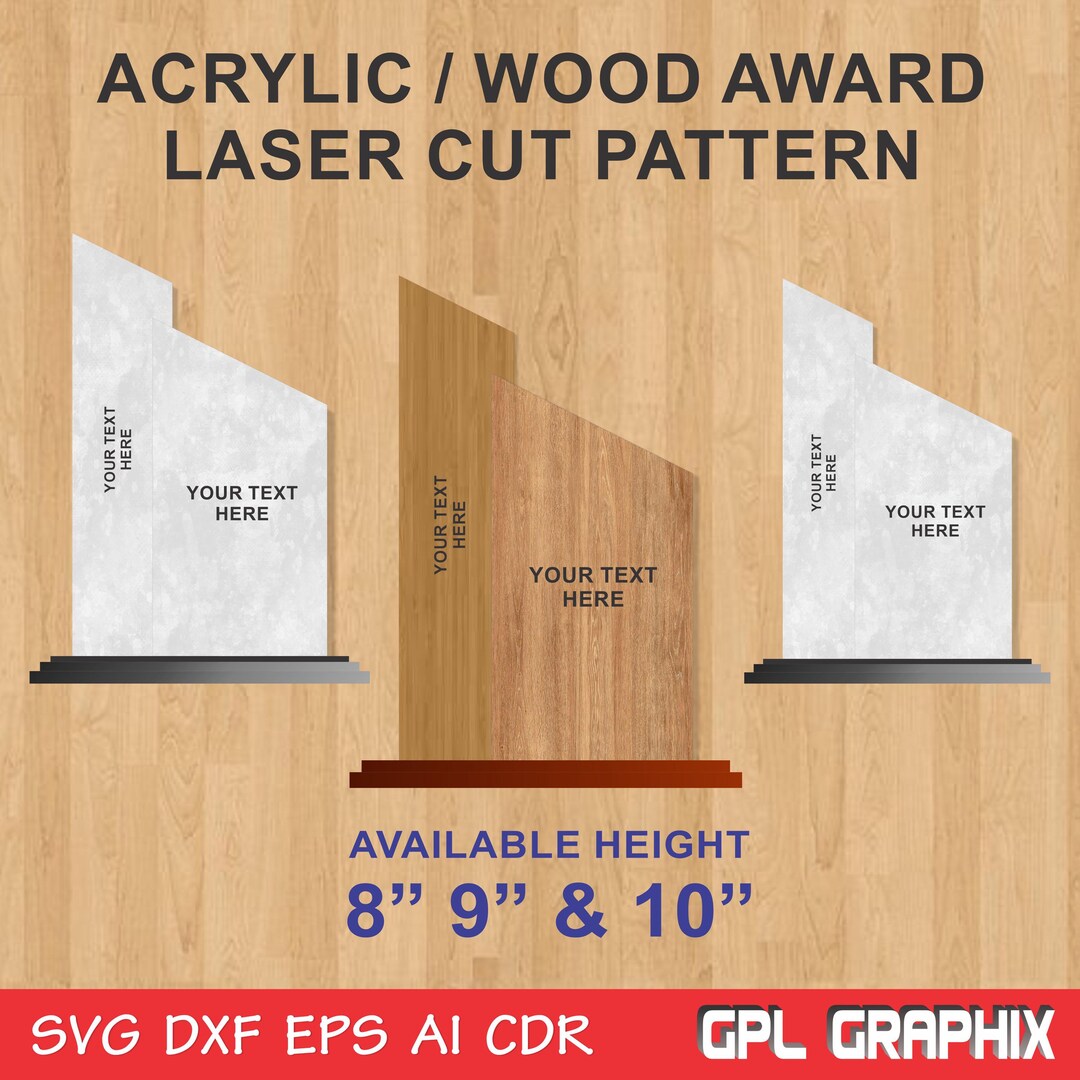 Acrylic / Wood Plaque Award | Laser Cut Pattern | Ai, Eps, Dxf, Svg ...