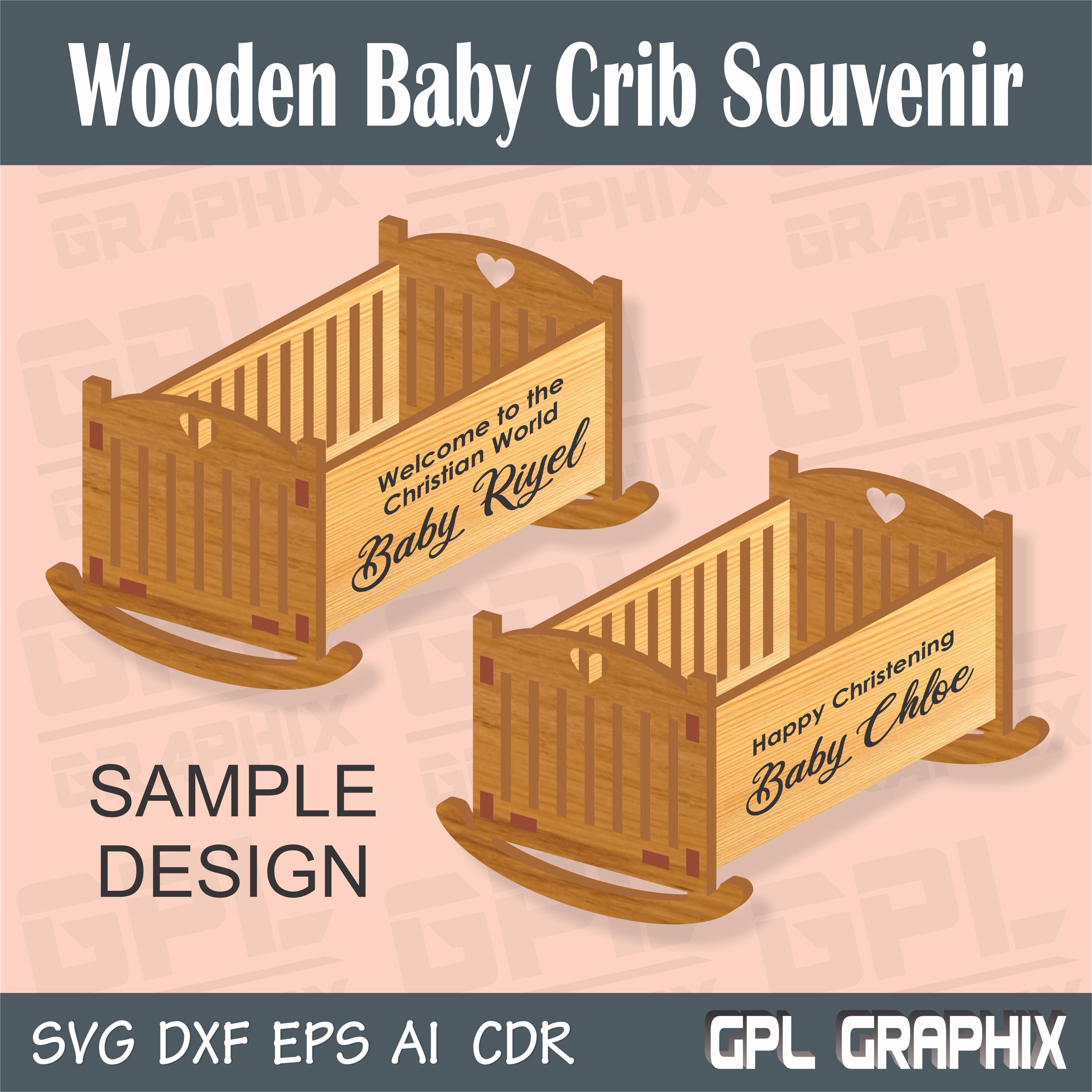Wooden Baby Crib Souvenir | Laser Cut Pattern | Ai, Dxf, Eps, Svg, Cdr ...