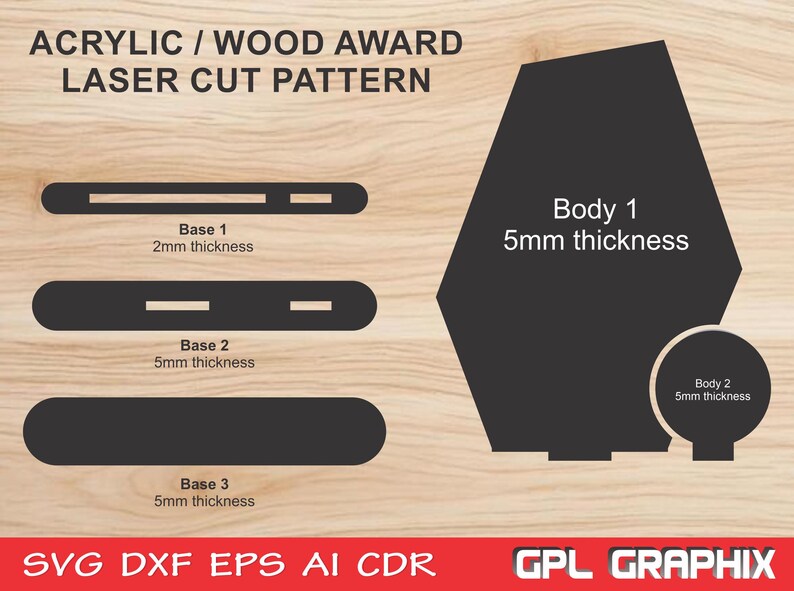 Acrylic/wood Plaque Award Laser Cut File | Svg, Dxf, Eps, Ai, Cdr ...