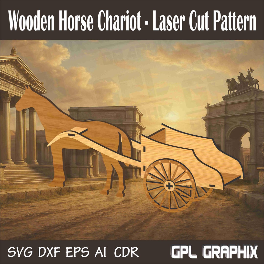 Wooden Horse Chariot | Laser Cut Pattern | Transportation SVG | Digital ...