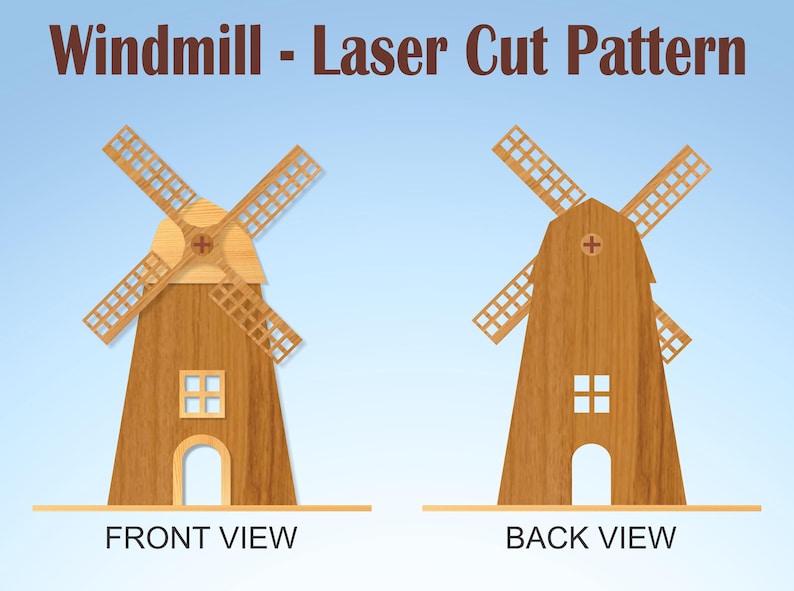 Wooden Windmill | Laser Cut Pattern | Miniature Windmill | Svg, Dxf ...