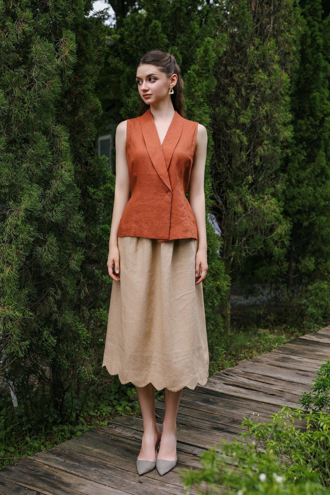 Lilia Linen Vest- Linen Vest for Women, Linen Top, Women Office Linen ...