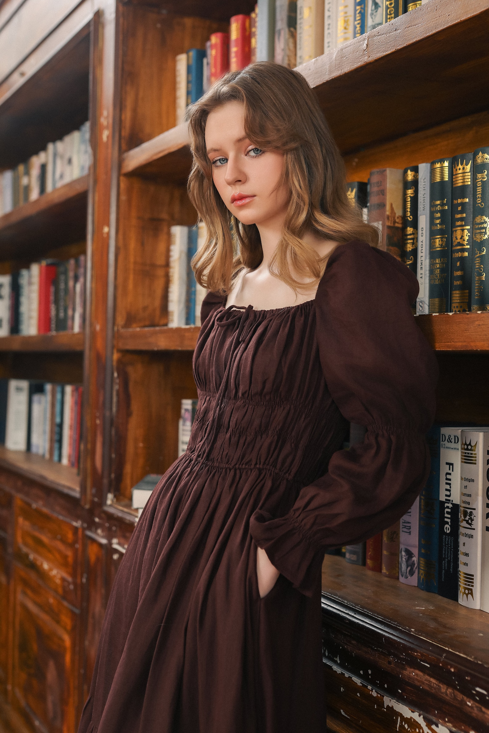 Penelope Linen Dress in Raisin Long Linen Dress for Women, Maxi Linen ...