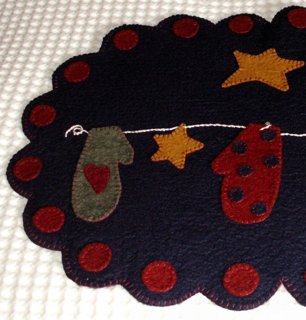 MITTENS Penny Rug Applique Digital Pattern - Etsy