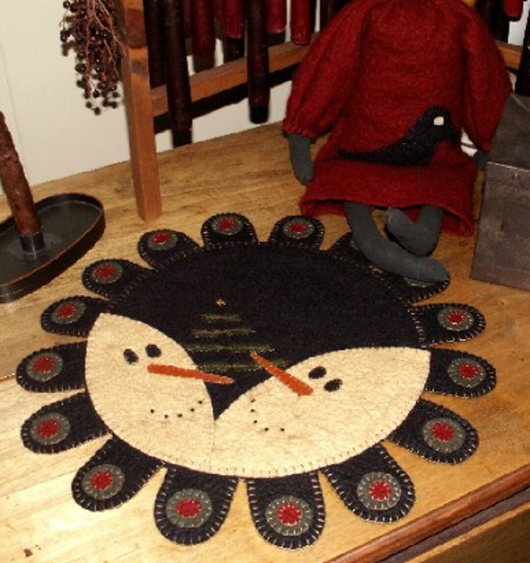 MR. & MRS. SNOWMAN Penny Rug Applique Digital Pattern - Etsy