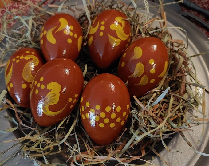 Rustic Eggs Prim Colonial Pottery Look Handpainted Farm Animals ...