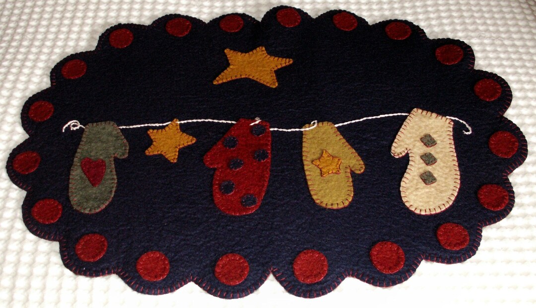 MITTENS Penny Rug Applique Digital Pattern - Etsy