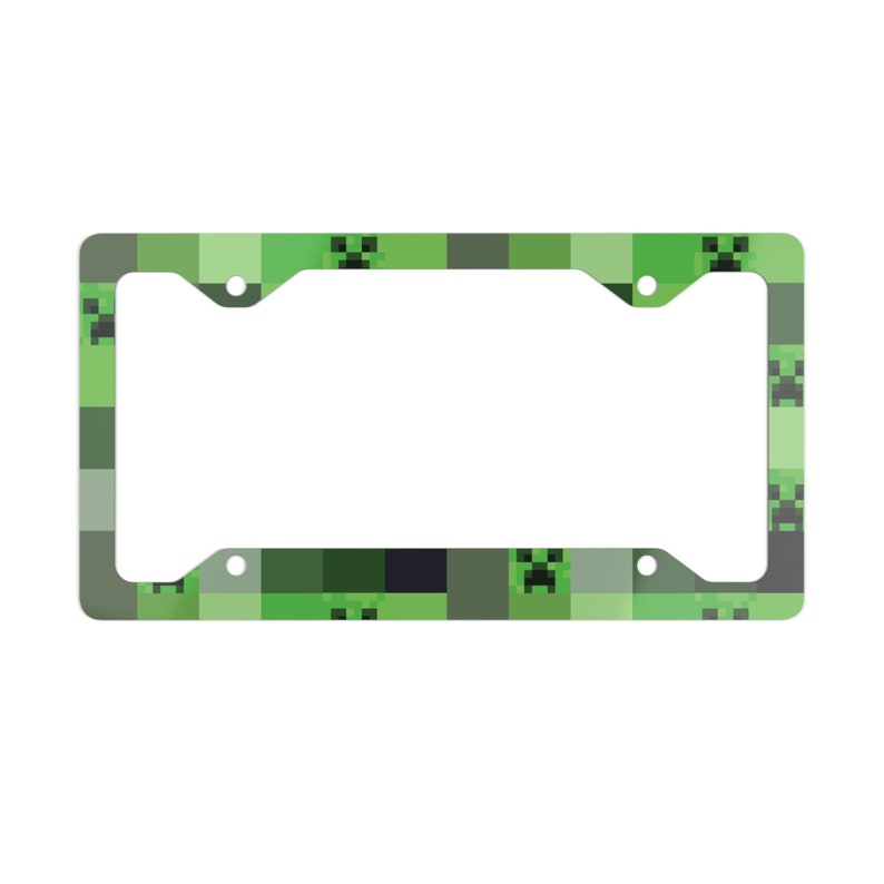 Minecraft Video Game Creeper Customizable Metal Car License Plate Frame ...