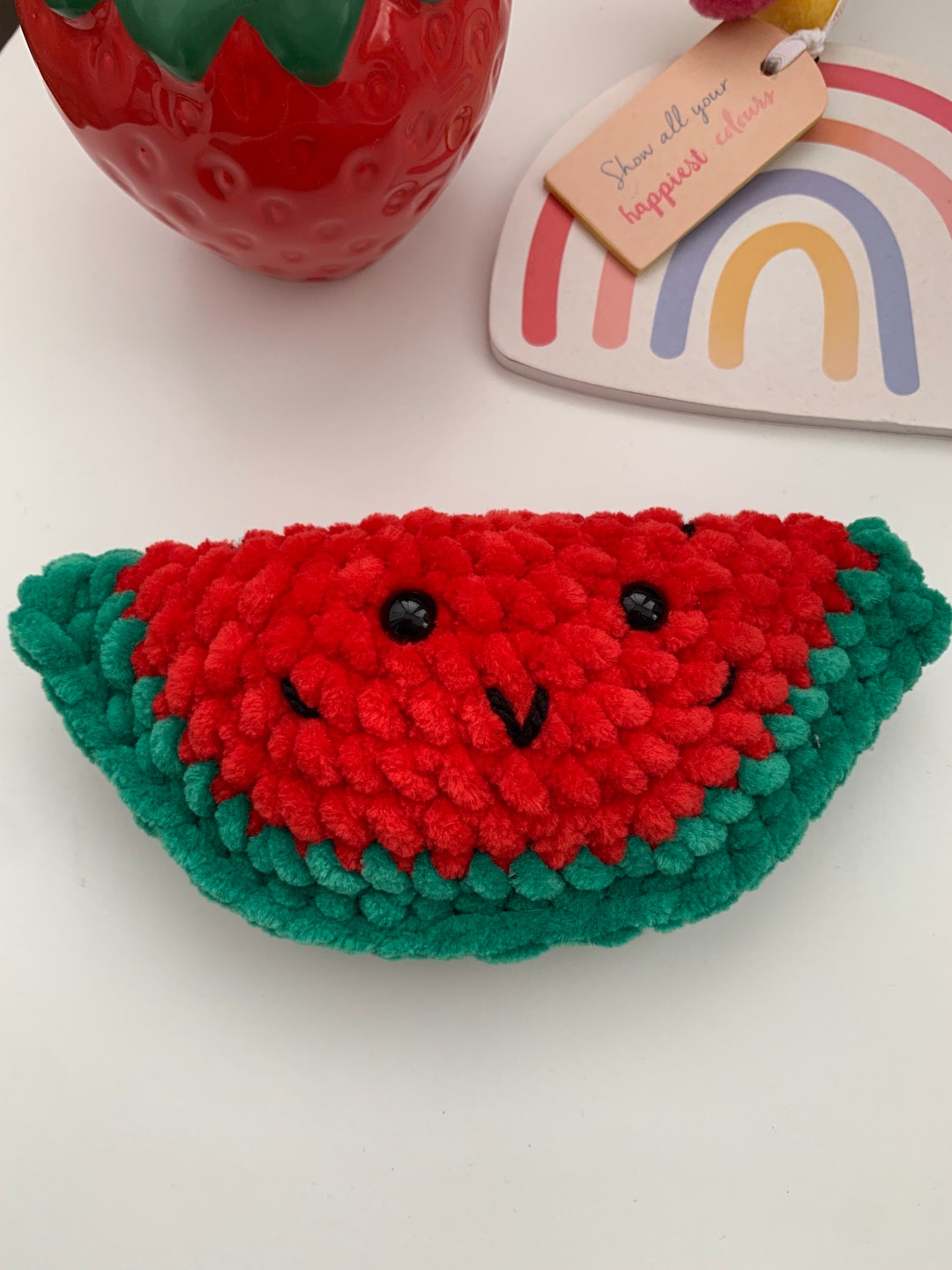 Crochet Watermelon Plushie, Cute Crochet, Cute Watermelon - Etsy