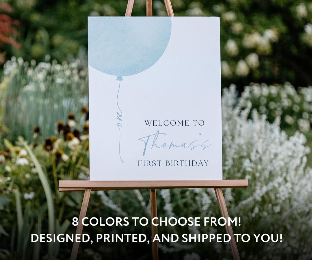 Birthday Balloon Party Welcome Sign Colorful Minimal Birthday Sign Kids ...