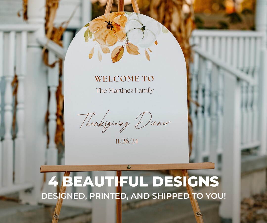 Thanksgiving Welcome Sign – Custom Fall-themed Arched Foam Board Sign ...