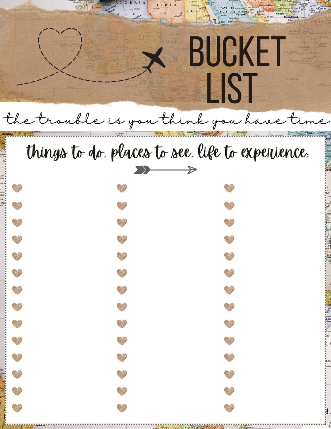 Bucket List Template Printable - Etsy