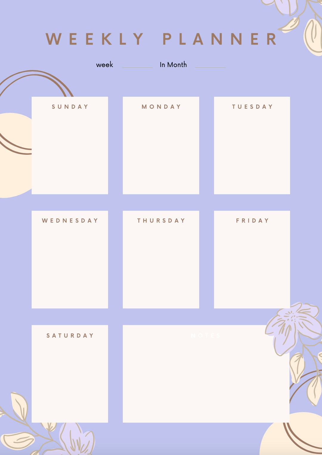 Colorful Weekly Planner, Floral Design - Etsy