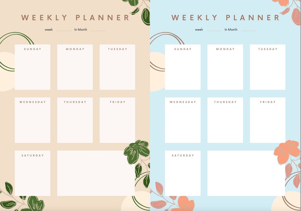 Colorful Weekly Planner, Floral Design - Etsy Canada