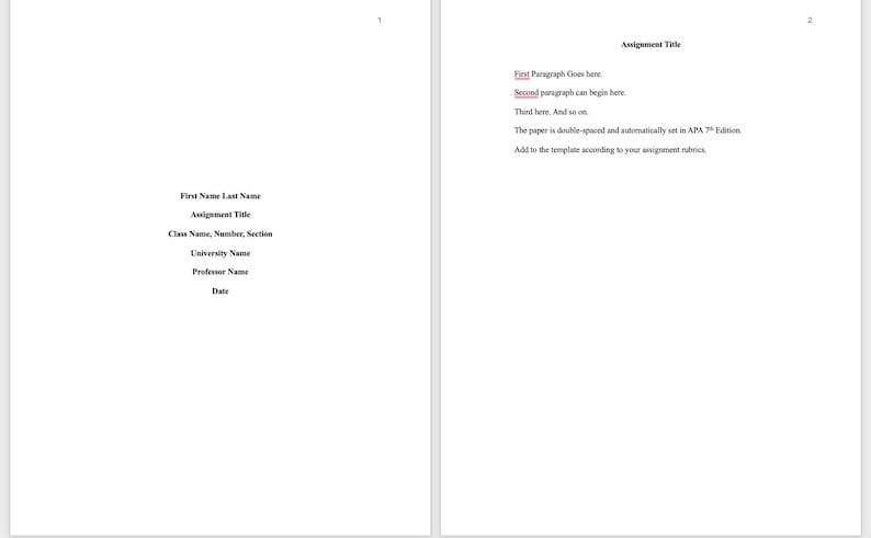 APA 7 Paper Template + References - Etsy