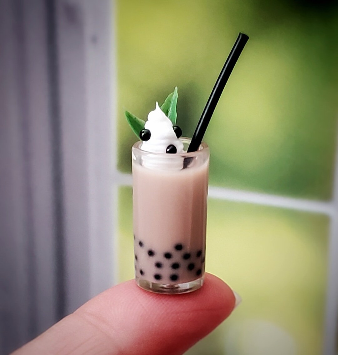 Mini Milk CHOCOLATE Boba Miniature Bubble Tea in Tumbler With Black ...