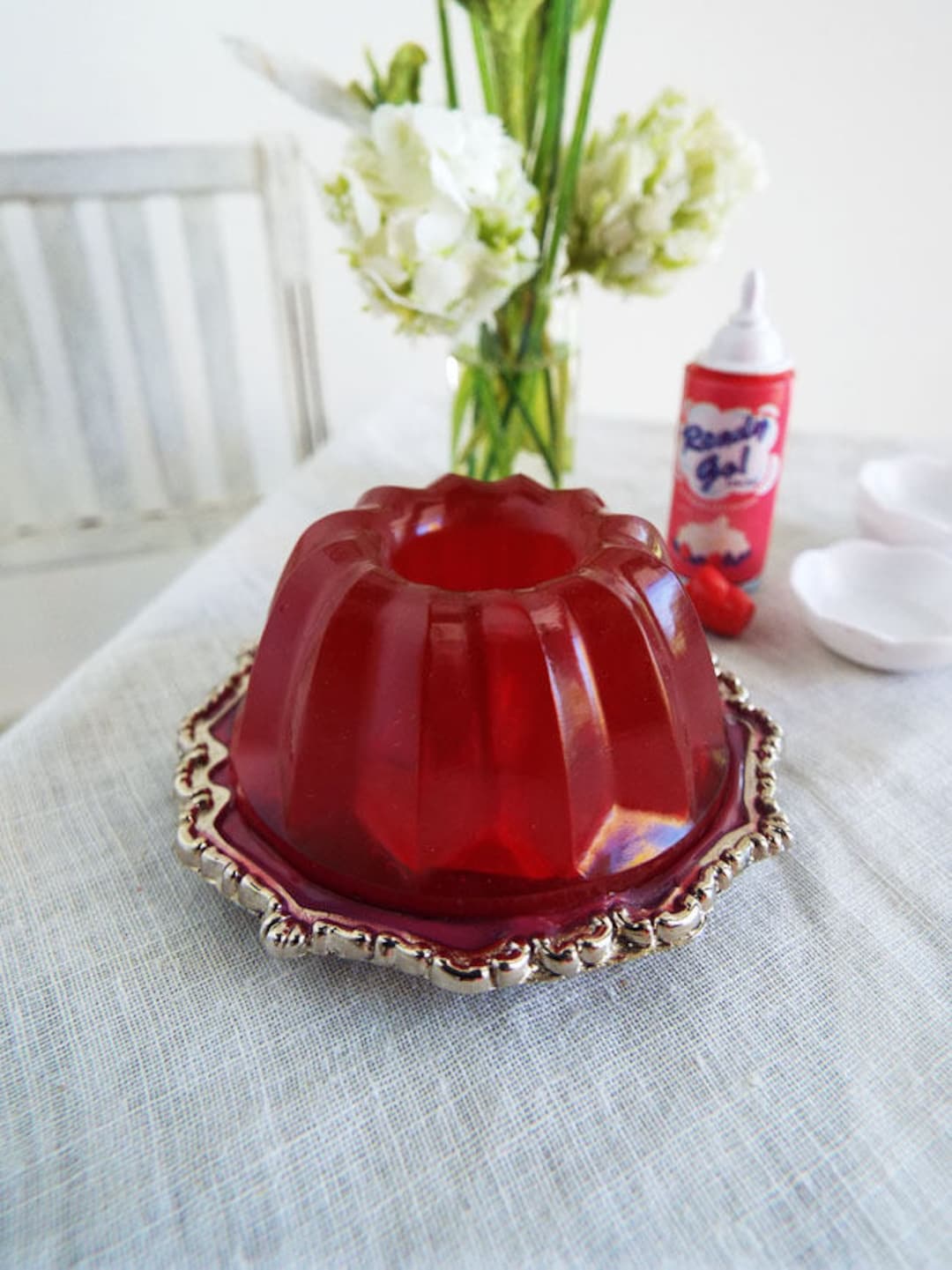 1:6 Scale Miniature JELLO Cherry RED or Lime GREEN Molded Gelatin on ...