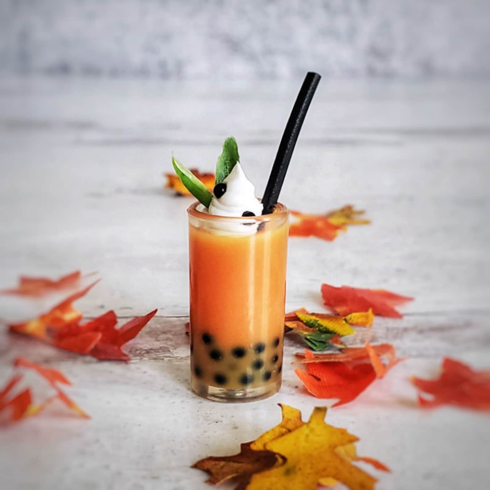 Miniature PUMPKIN Spice Boba Bubble Tea in Clear Tumbler With - Etsy