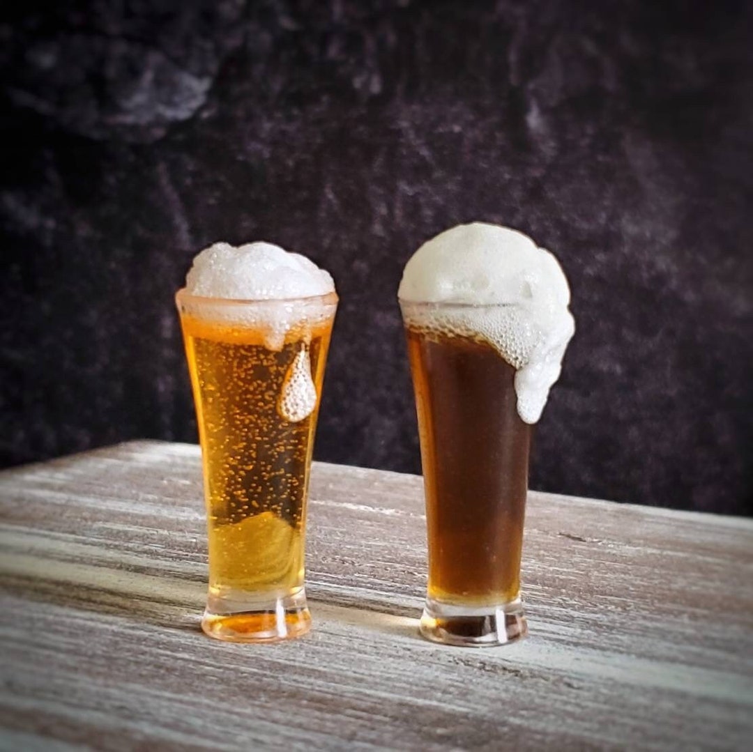ONE Miniature BEER Light OR Dark Colored With Foamy Head in Tall ...
