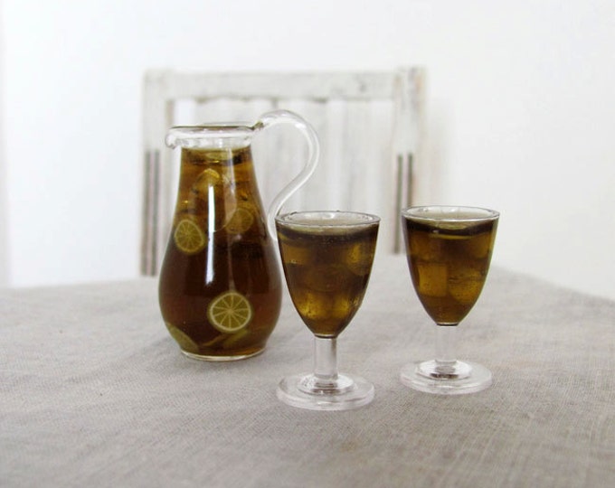 Miniature Iced TEA Set With Lemon Slices & Ice Blown Glass - Etsy