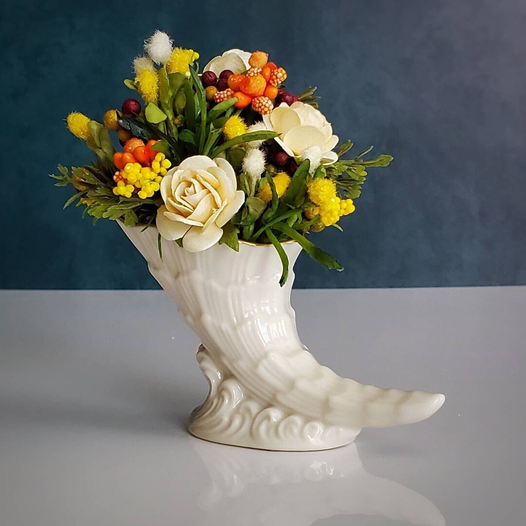 1:4 Scale Miniature Cornucopia Autumn FLORAL Centerpiece Bouquet in ...