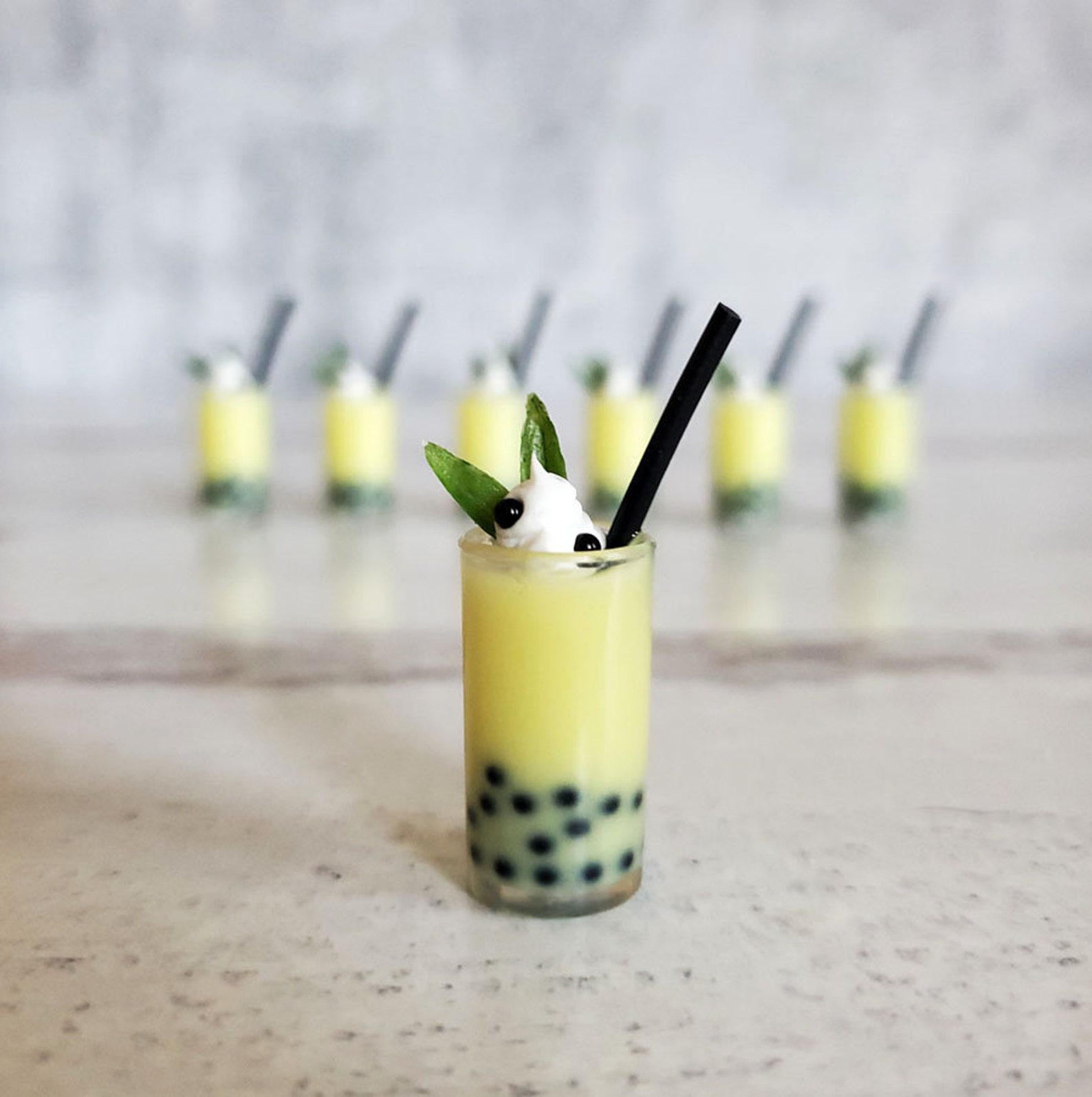 ONE Miniature Boba YELLOW Bubble Tea in Cylinder Tumbler W | Etsy