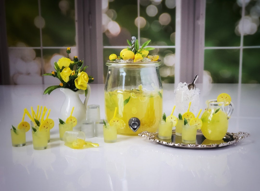 1:6 Scale Miniature Lemonade Dispenser Tank Buffet Set With Removable ...