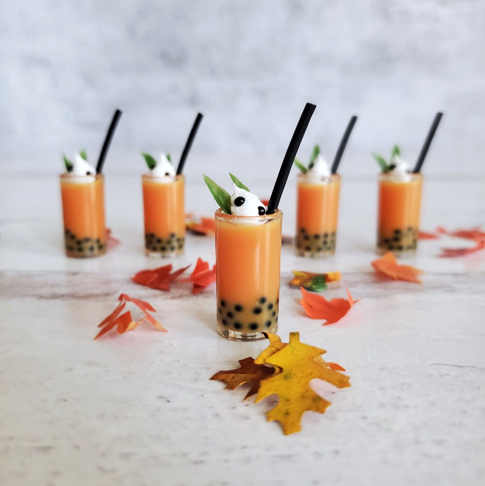 Miniature PUMPKIN Spice Boba Bubble Tea in Clear Tumbler With | Etsy