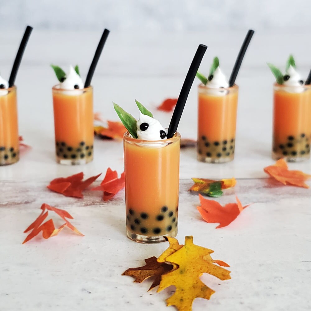 Miniature PUMPKIN Spice Boba Bubble Tea in Clear Tumbler With | Etsy