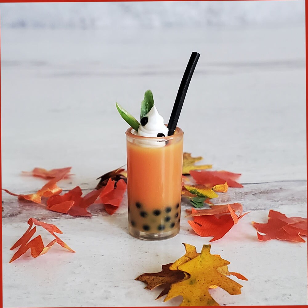 Miniature PUMPKIN Spice Boba Bubble Tea in Clear Tumbler With | Etsy