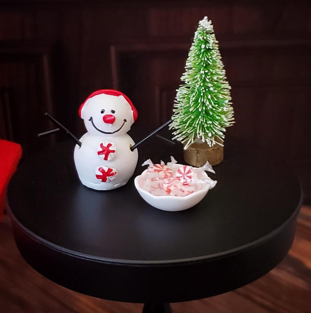 1:6 Scale Miniature Peppermints SET With Tree and Adorable Snowman ...