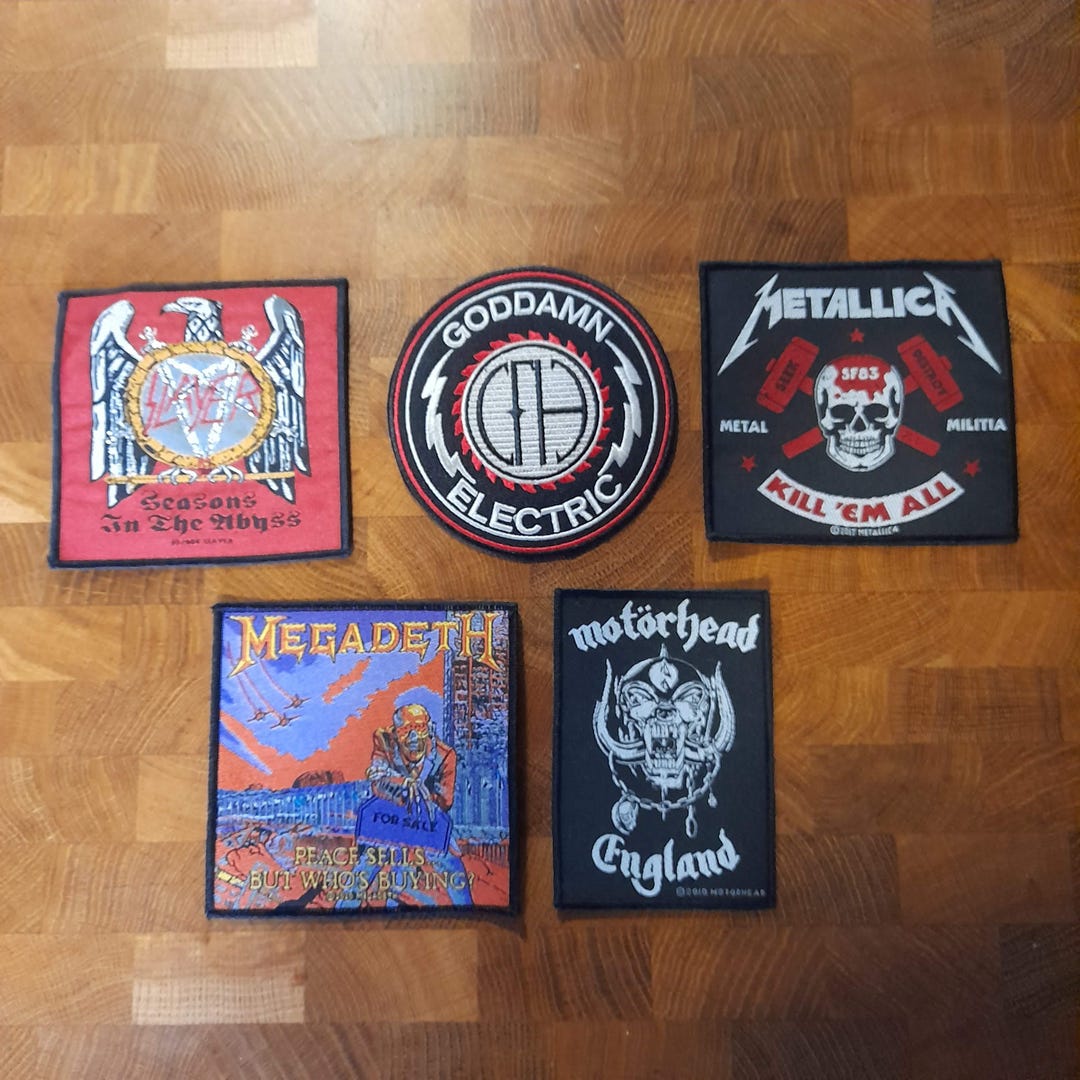 Lot of 5 Vintage Thrash Metal Patches Metal Patches Motorhead Metallica ...