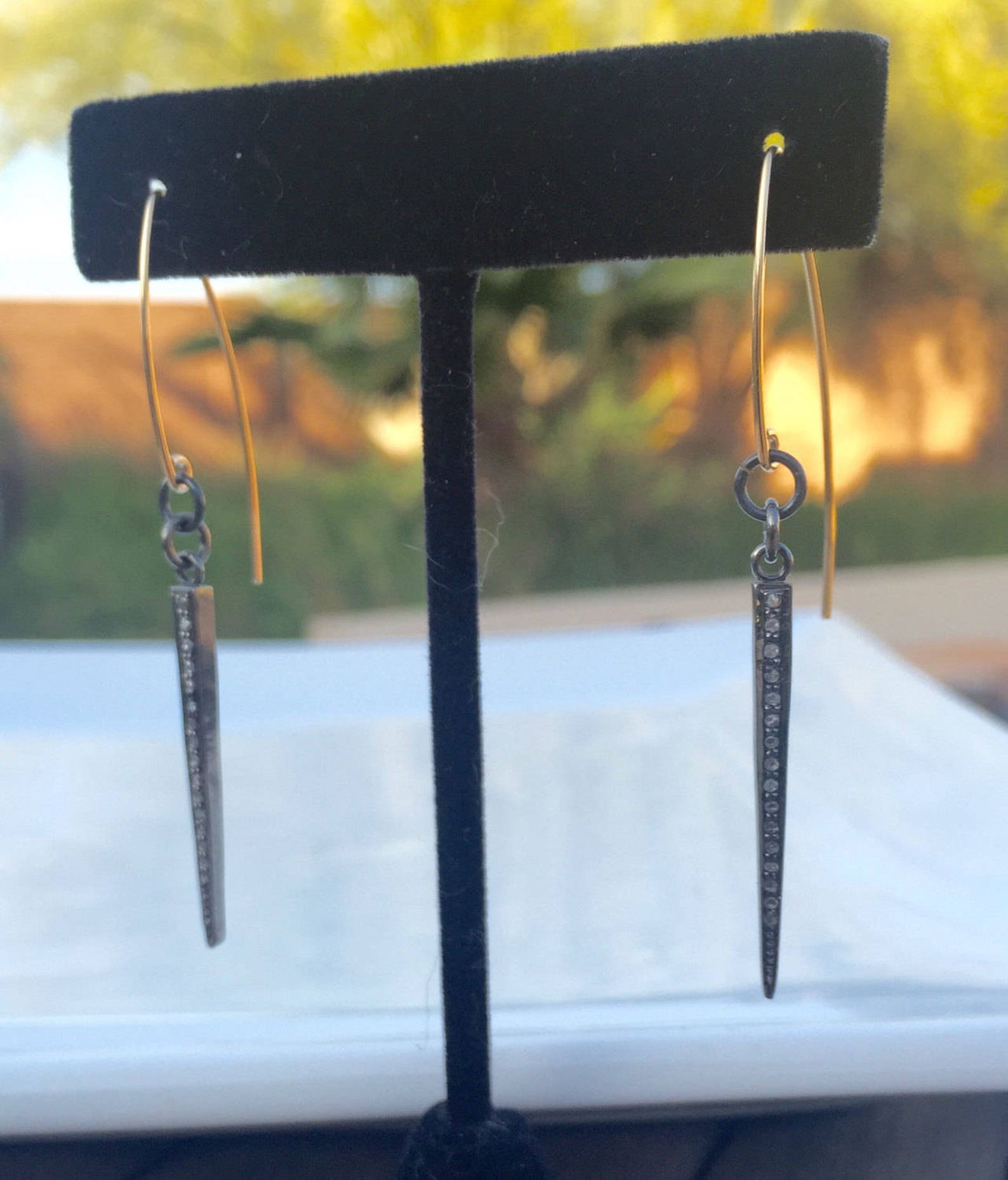 Pave Diamond Spike Earrings. Spike Earrings, Diamond Spike Earrings - Etsy