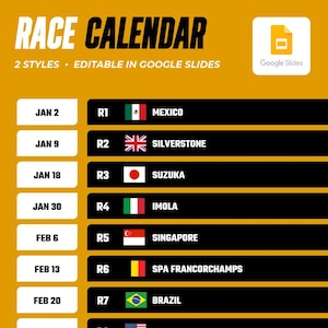 Race Calendar Template Graphic - Etsy