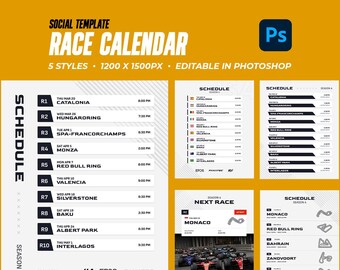 Race Calendar Template - Dark Theme -photoshop Social Facebook ...