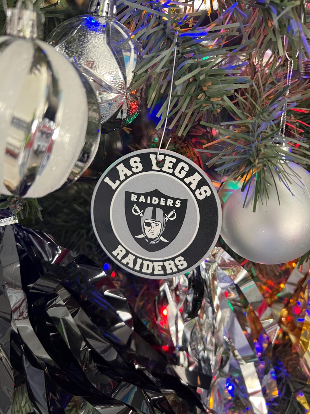 Las Vegas Raiders Black Border Ceramic Ornament. Holiday Decoration ...