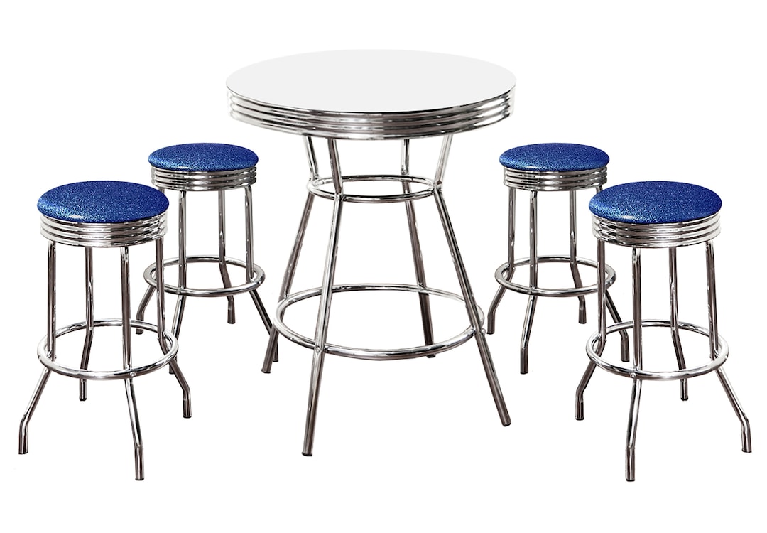 White Bar/pub Table Set 5-piece Retro Soda Fountain Style With 4 - 29 ...
