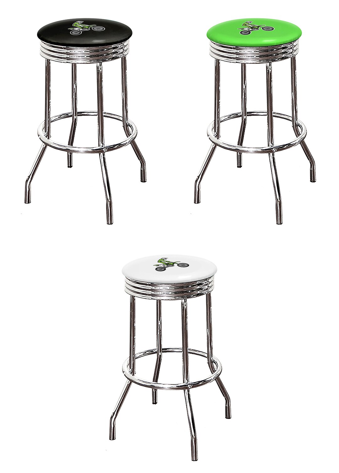 Motorcycle Dirt Bike Green Themed Bar Stool 24" or 29" Retro Style ...
