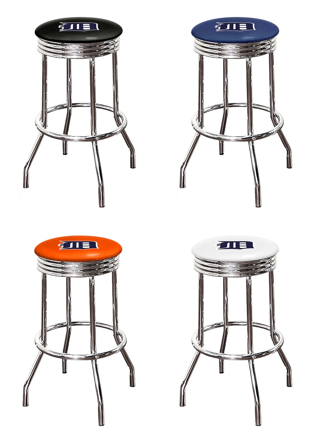 Baseball Themed Tigers Bar Stool 24 or 29 Retro Style Chrome Stool ...