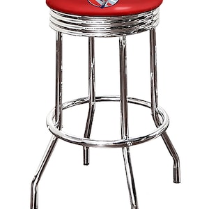 Motocross Themed Bar Stool 24" or 29" Retro Style Backless Chrome Stool ...