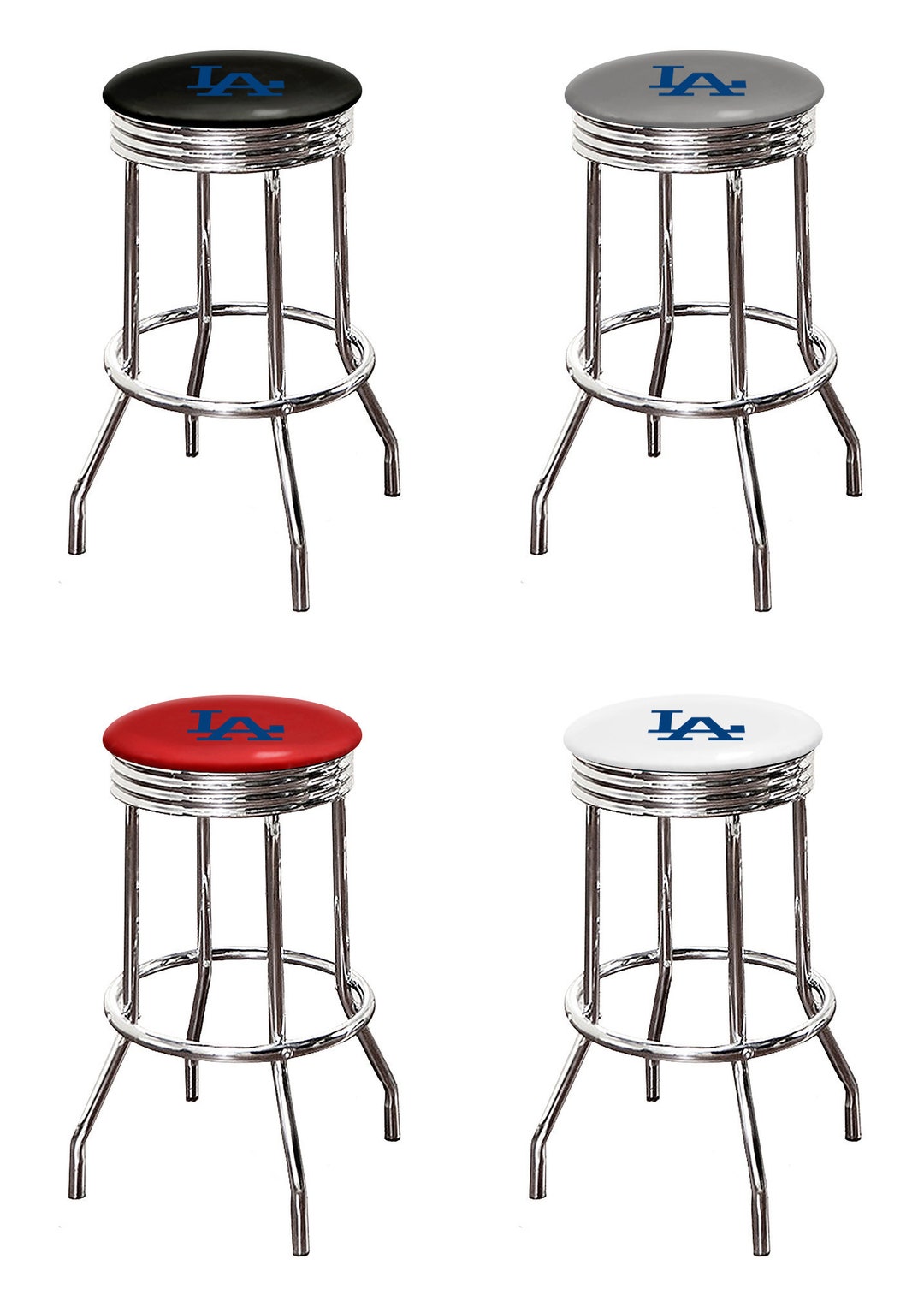 Baseball Themed LA Dodgers Bar Stool Chair 24 or 29 Retro Style Chrome ...