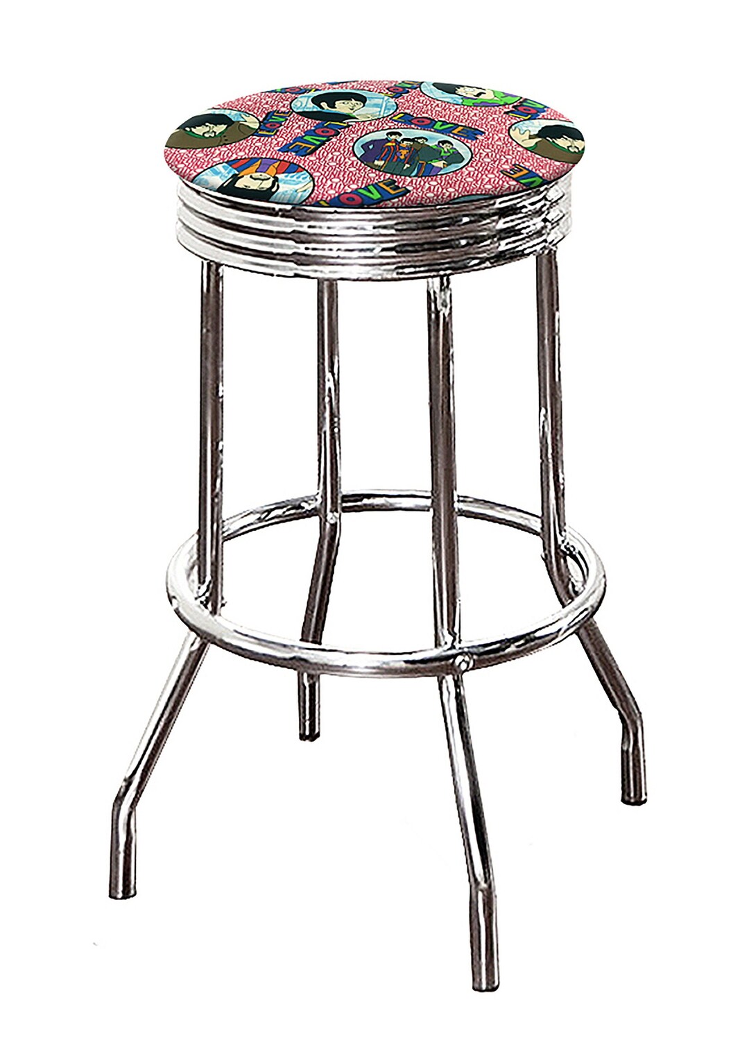 Beatles Pink Theme Bar Stool 24 or 29 Tall Specialty Backless Chrome ...