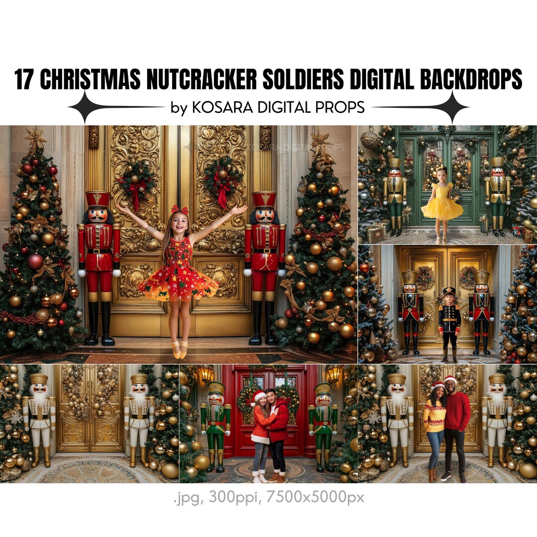 17 Christmas Nutcracker Photography Digital Backdrops, Holiday Kids and ...