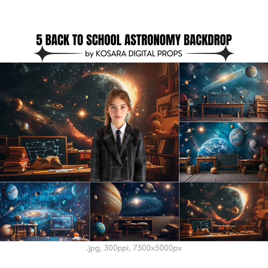5 Back to School Astronomy Classroom Digital Backdrops, Galaxy Photo ...