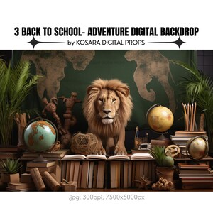 3 Back to School Adventure Classroom Digital Backdrops, Wild Nature ...