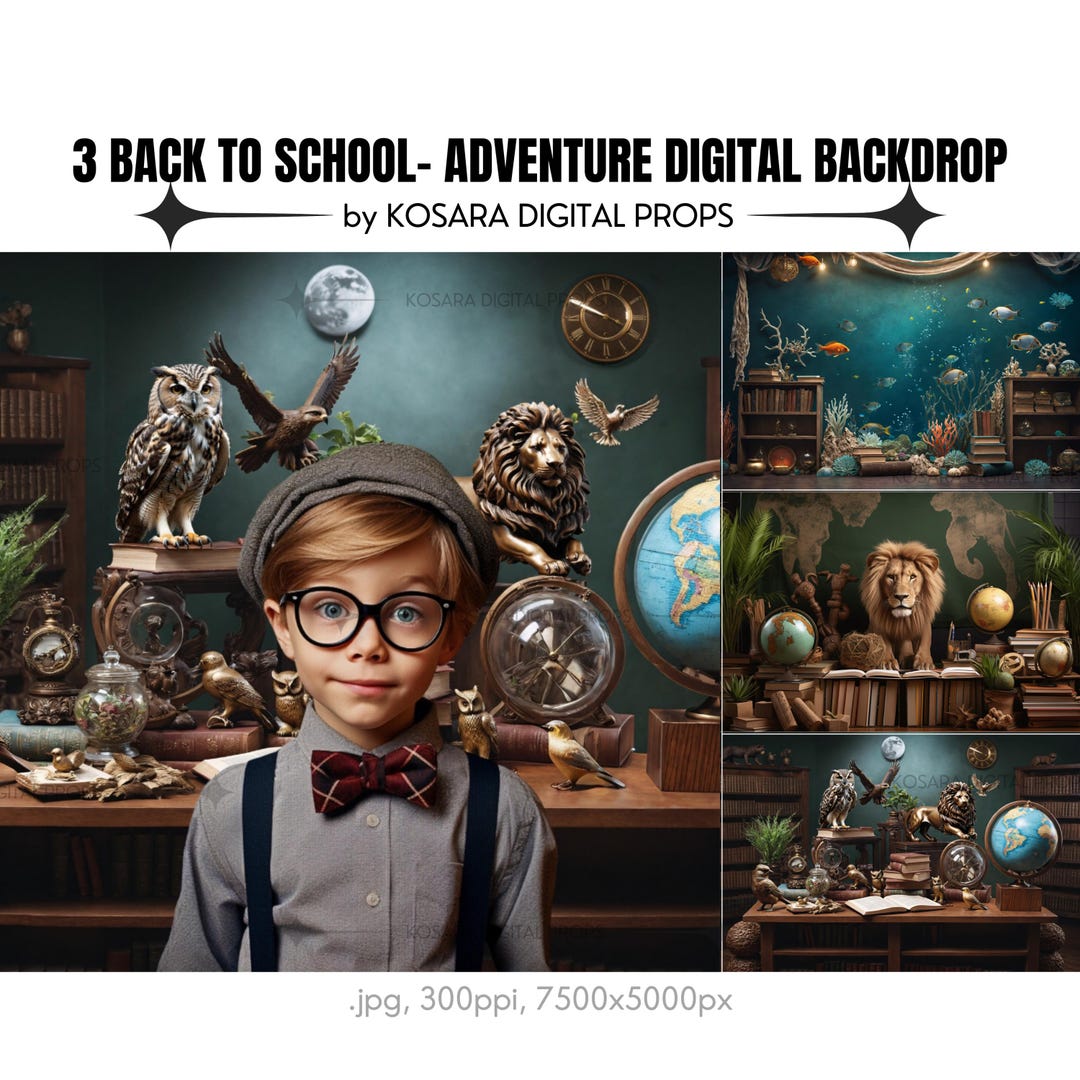 3 Back to School Adventure Classroom Digital Backdrops, Wild Nature ...