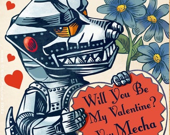 Kaiju Be My Valentine 5 X 7 Valentine's Day Card With Envelope - Etsy