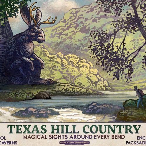 Texas Hill Country Fantasy Texas Travel Poster - Etsy
